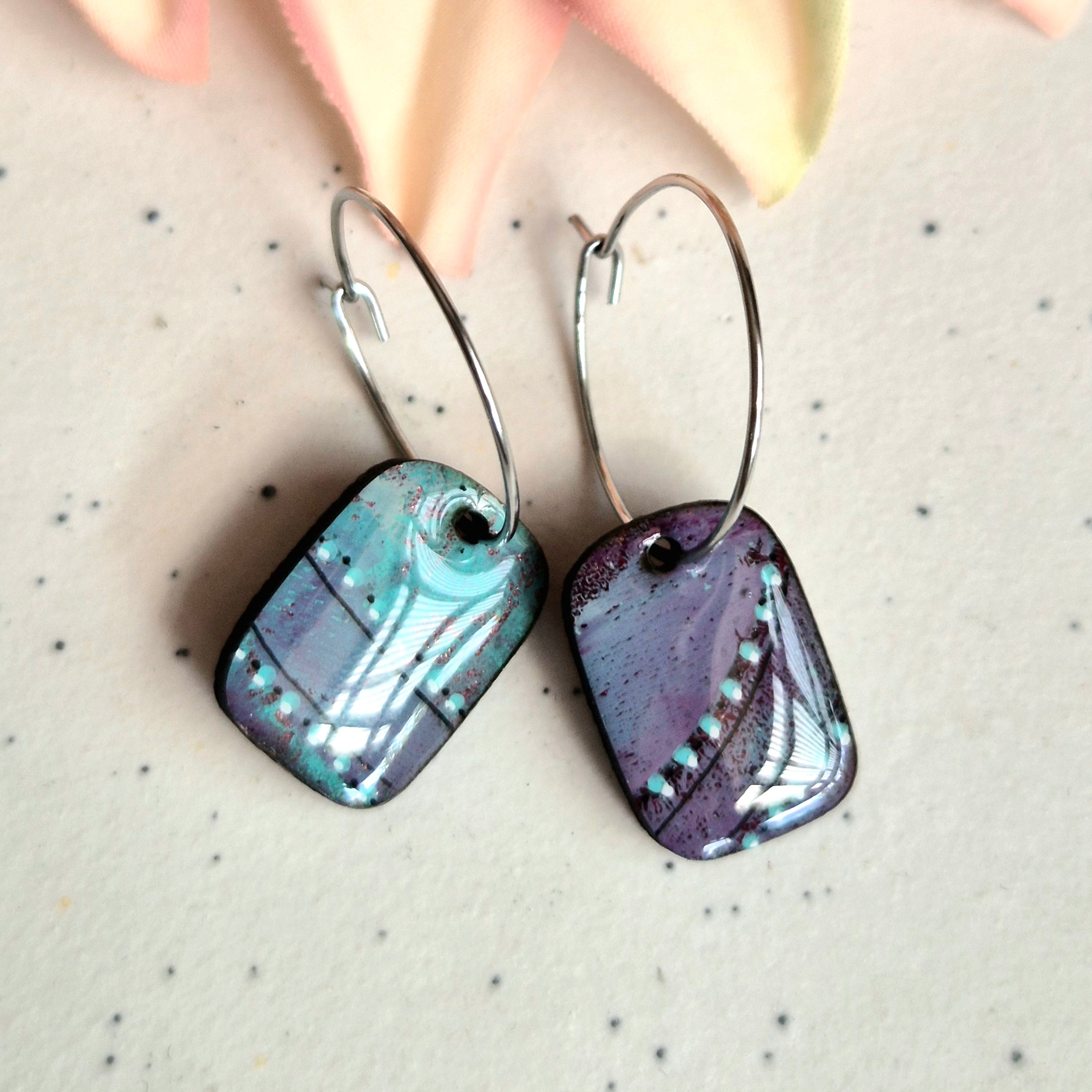 Gel Plate Mini Hoops (Turquoise and purple) – Littleton Lane